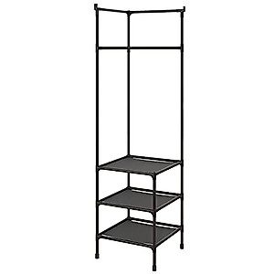 MOYIPIN Coat Rack Freestanding Closet Organizer,Simple Hall Tree with 3 Storage Shelves, Corner Storage Organizer, for Entryway, Bedroom, Black