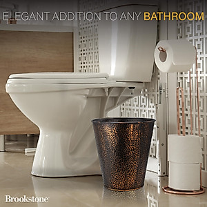 BROOKSTONE, Decorative Metallic Bronze Waste Basket Trash Can - Stylish and Functional Addition to Any Room