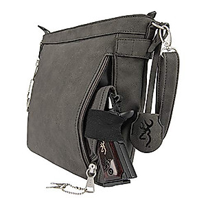 Browning Concealed Carry Purse, Premium Holstered Handbag with Safety Locking Option, Catrina (Charcoal)