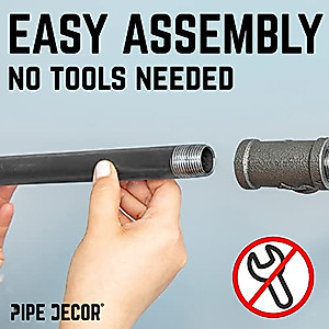 PIPE DECOR Black Steel Freestanding Tee-Style Clothing Rack Kit, DIY Industrial Pipe Coat Rack