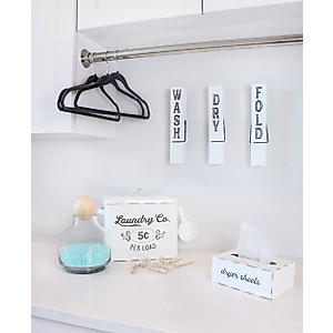 AuldHome Design Laundry Room Wall Art (Set of 3); Rustic Wood Clothespin Shaped Laundry Decor