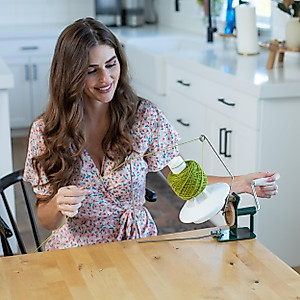 Metal Hand Operated Yarn Winder for Crocheting - Best Heavy Duty Large Yarn Ball Winder 10 Oz Capacity - Quiet Yarn Spinner with Steel Frame, Table Protectors, and Clamp - Easy to Assemble and Use