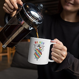 LookHUMAN Rainbow Jesus Coffee Mug - Funny Coffee Mugs Adult Humor, Double-Sided Print Ceramic Coffee Cups as Pride Mug, Dishwasher Safe Novelty Coffee Mugs for Women & Men, 11oz