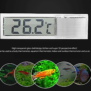 Acxico 2Pcs LCD 3D Digital Electronic Temperature Measurement Fish Tank Temp Meter Aquarium Thermometer Temperature Control Accessories