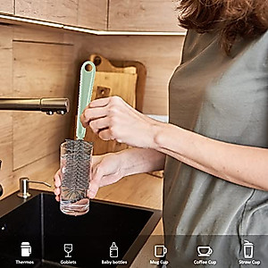 Hineriaeo Baby Bottle Drying Rack Kit, 7 in 1 Cleaner Set with Drying Rack,Silicone Bottle Brush,Straw Brush,Nipple Brush,Soap Dispenser,Spoon,Storage Box, Portable Baby Essentials for Home & Travel