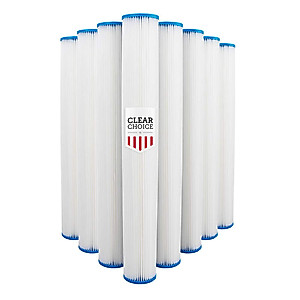 Clear Choice Sediment Filter Cartridge 20 Micron 20in X 4.50in 14k Gal. Replacement for Pentek 255495-43 ECP20-20BB S1-20BB, Pelican PBB-P20-20, Flow-Max FM-BB-20-20, 8-Pk