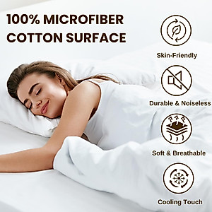 SLEEPAURA 5 Inch Thick Waterproof Mattress Topper - 3D Air Fabric – Noiseless, Breathable, Washable, Cooling Mattress Topper Elastic Fits up 8'' to 21'' Depth - White Bed Cover 60"x80" (Queen)