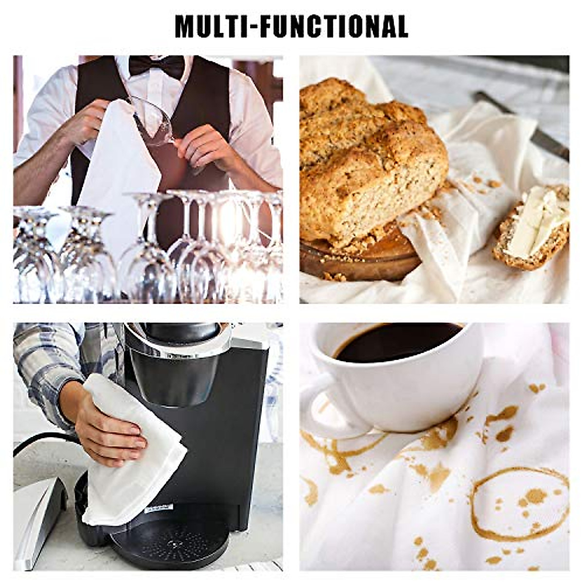 Miracu Funny Kitchen Towels Decorative Set of 4 - Flour Sack Dish Towels for Women, Fun Hand Towel, Tea Towels for Kitchen, Cute Mothers Day, House Warming Gift, Housewarming Gifts for New House Home