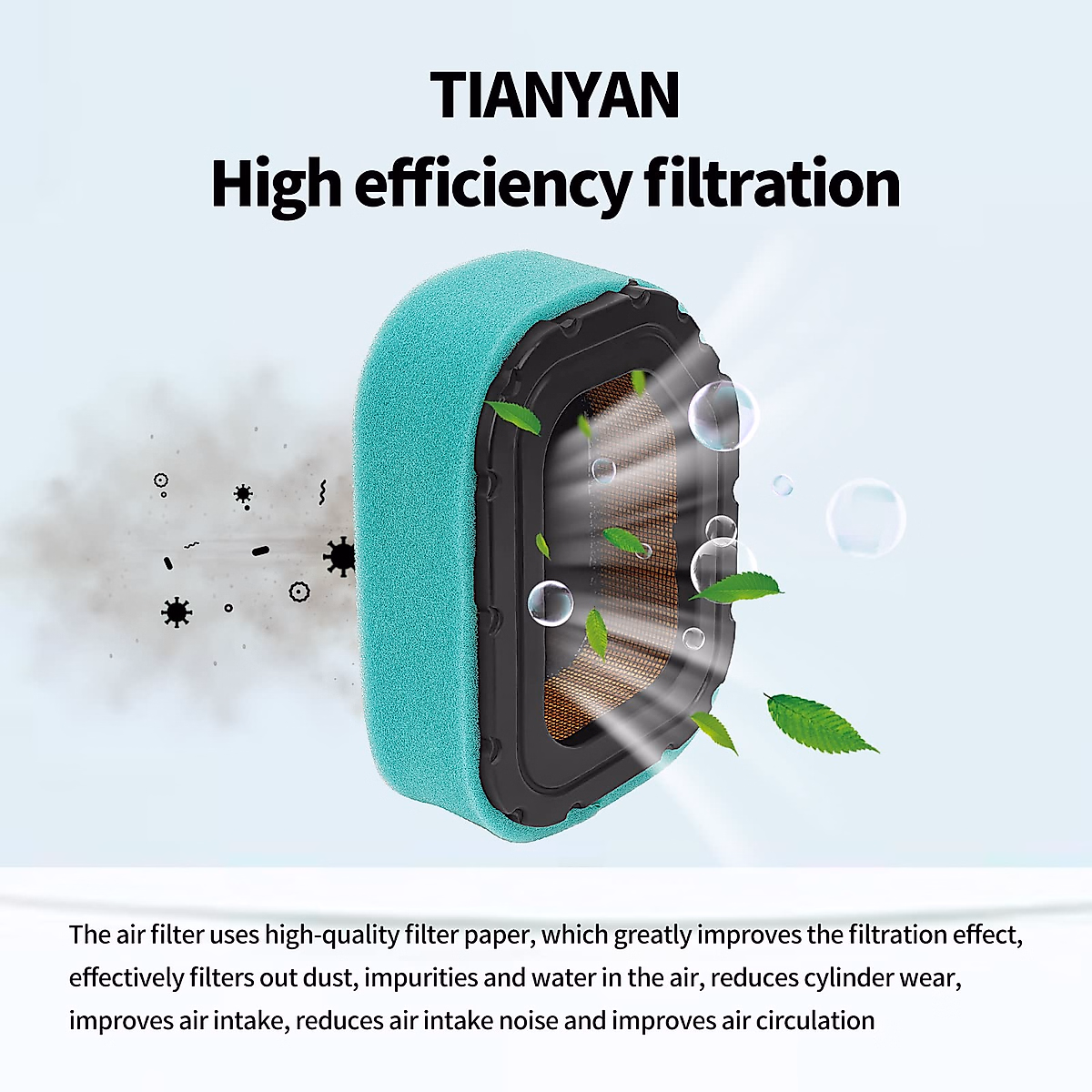 TIANYAN 32 083 03-S Air Filter+52 050 02-S Oil Filter Replacement for Kohler SV710 SV715 SV720 SV730 SV735 SV740 SV810 SV820 SV830 SV840 Engine 20HP - 27HP Lawn Mower Replace 32 083 03, 32 083 03S