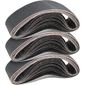 24 Pack 4 x 36 Inch Sanding Belts (120/240/ 400/600/ 800/1000 Grits) High Performance Aluminum Oxide Sander Belts Grinder Knife Sharpener Belt Kit for Woodworking Metal Wet/dry Polishing