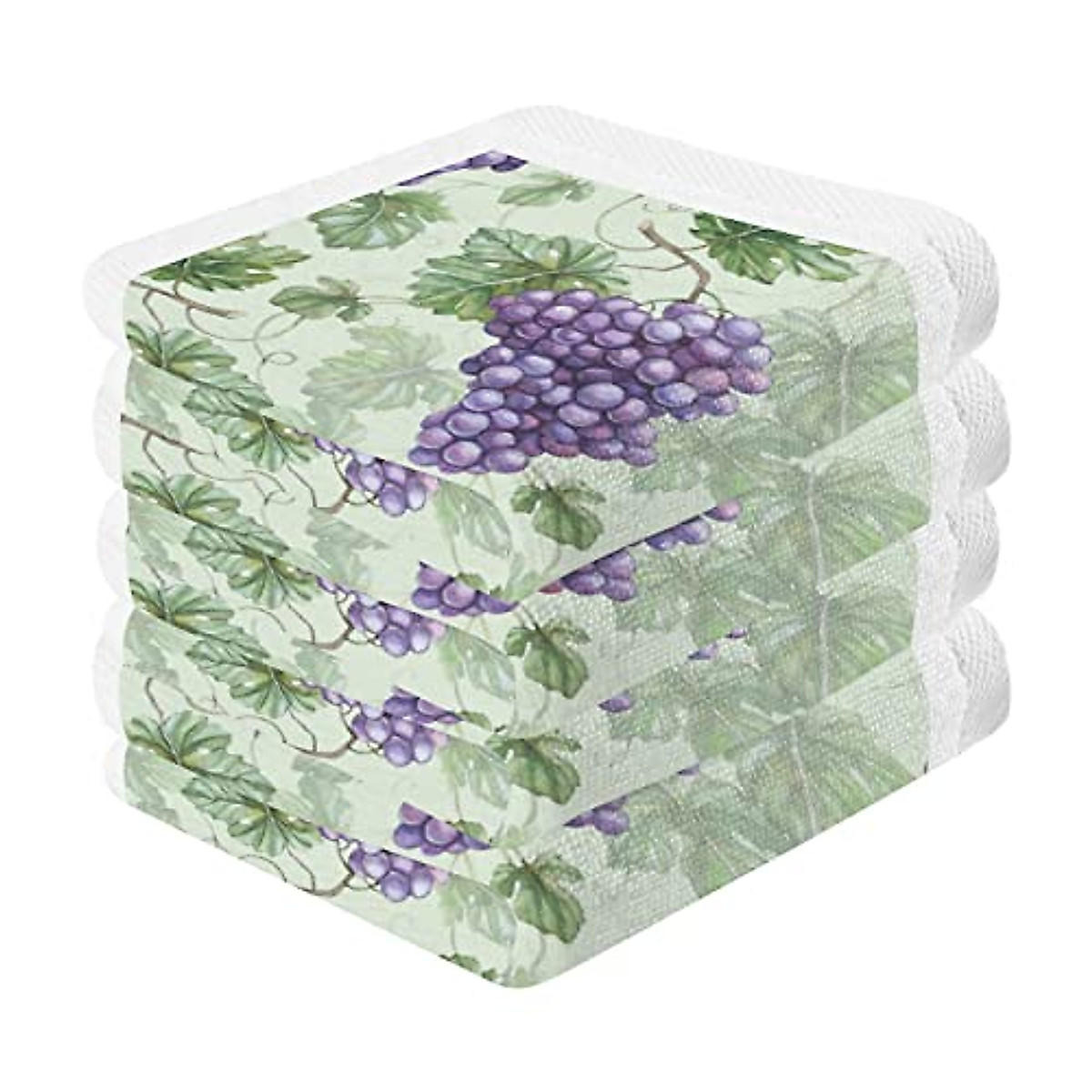 ALAZA Grapes Purple Towels Cotton Washcloths Set, Extra Absorbent Fast Drying Face-Cloth Washcloths, Soft Fingertip Towel for Hotel,Spa,Kitchen,12'' x 12'' (6 Pack)