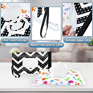 Baby Wipes Dispenser, Wipe Holder with 2 Pcs Portable Travel Wipes Container, Refillable Diaper Wipes Pouch with Lids and Sealing Design, Flushable Bathroom Storage Case Box…
