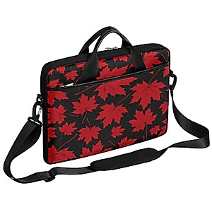 Fall Red Maple Laptop Computer Bag Waterproof Shoulder Messenger Bag 13-15 inch Durable Laptop Tote Bag with Shoulder Strap Handle Lightweight Crossbody Briefcase