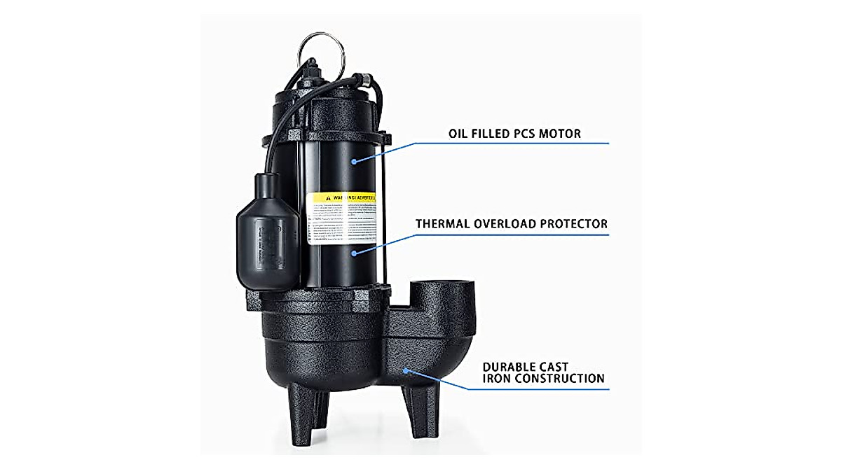 RainBro 1/2 HP Cast Iron Sewage Pump - Durable & Reliable