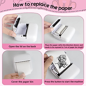 Qoosea Mini Printer Portable Printer with 13 Rolls Paper Storage Bag Thermal Sticker Printer Bluetooth App for Phone for Notes Pictures DIY Label Gift for Kids Friends