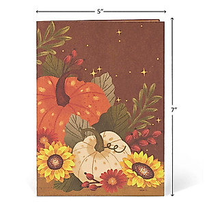 POPWOW Happy Thanksgiving Pop Up Card, Pumpkin, Flowers, Envelopes, Thanks Giving Themed, Thankful 3D Popup Greeting Cards, Ideal Gifts for Mom, Sister, Grandma, Girl, Women, 5x7