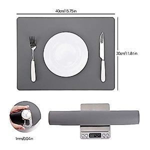 Whalesee Silicone Placemats Set of 4-Food Grade Waterproof, Stain-Proof, Anti-Slip, Heat-Resistant Thickening, Countertop Protector, Kitchen Countermat, Washable Children's Placemat (Dark Gray)