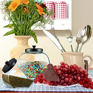 Mumufy Set of 3 Glass Slanted Storage Jar Large Candy Jars with Lids Cookie Jar with Black Matte Metal Top Tilted Clear Candy Containers Sealed Canister with Lid for Home Laundry Kitchen (75 oz)