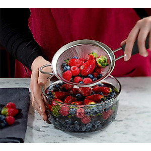 Fine Mesh Strainer with thermo plastic rubber handle - Sieve Fine Mesh Stainless Steel - Ideal to Sift Flour, Icing Sugar, Fruits and Vegetables (5.5 Inches)