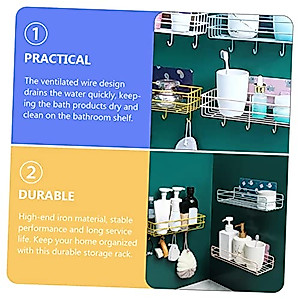 DOITOOL Wrought Iron Storage Rack Wall Baskets for Storage Cord Organizer Hitch Cargo Rack Wall Hanging Baskets for Storage No Shower Caddy Basket Shelf Wall-Mounted Wire Rack Vanity Shelf