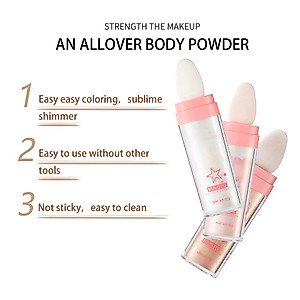 Glitter Powder Highlighter Makeup, Body Brightens the Natural Three-dimensional Face Blusher Patting Powder Highlighter. (01# White moonbeam)