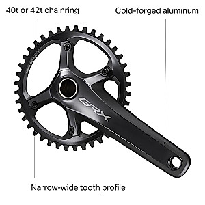 Shimano GRX FC-RX810-1 Crankset - 170mm, 11-Speed, 42t, 110 BCD, Hollowtech II Spindle Interface, Black
