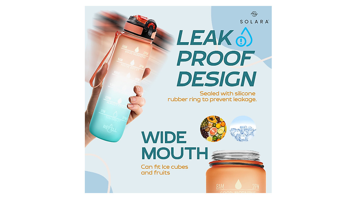 SOLARA 32oz Motivational Water Bottle – Stay Hydrated & Inspired