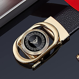 VANNANBA Men's Belt Ratchet Leather Casual Automatic Slide Buckle with Gift Box