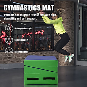 Gymnastics Mat Tumbling Mat for Home 48"x24" Incline Mat with Handles Folding Wedge mats for Tumbling Yoga,Gym,Core Workouts,Stretching(Blue)