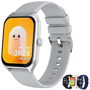 Smart Watch, 1.96-Inch HD Touch Screen Smartwatch with Text and Call, Heart Rate, Blood Oxygen, and Activity Trackers - Compatible with iPhone and Android, IP68 Waterproof, for Men and Women (Grey)