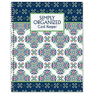 Fresh Patterns Greeting Card Organizer Book - Monthly Birthday & Occasion Reminder Pocket Pages, Card Keeper, Softcover, 8" x 10", Spiral Bound