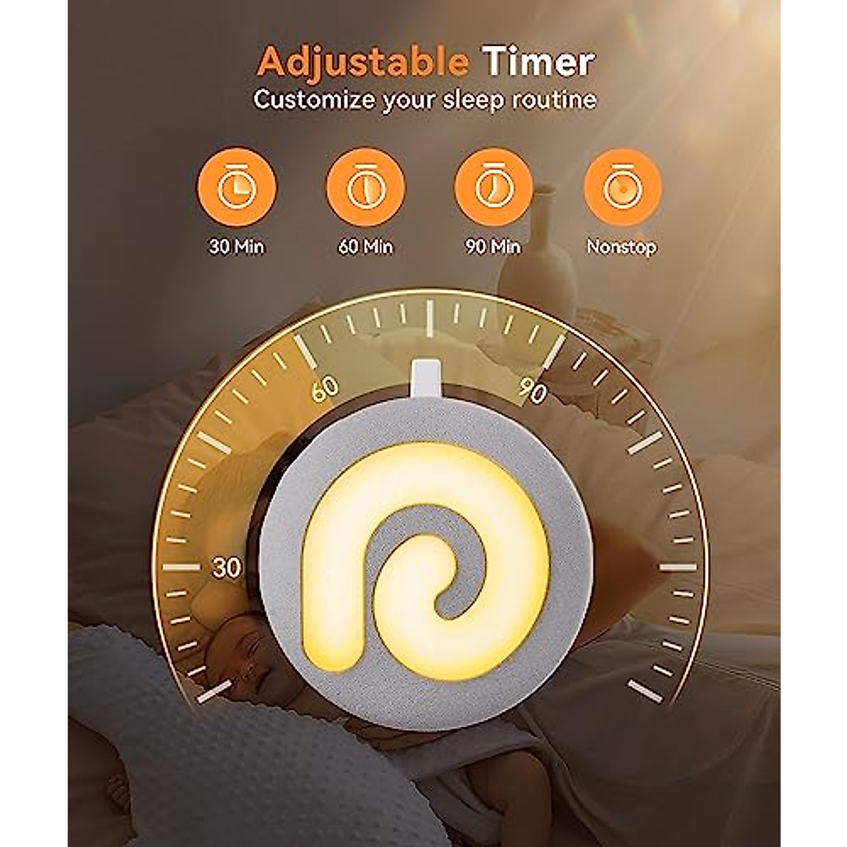 Portable Sound Machine Baby - Dreamegg D11 White Noise Machine for Baby Sleeping with Night Light, White Noise, Lullaby, Nature Sounds, Child Lock, USB Rechargeable Sound Machine for Travel Nursery