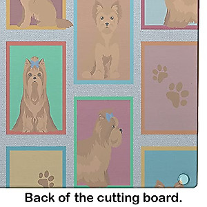 Caroline's Treasures MLM1148LCB Lots of Red Yorkie Glass Cutting Board Large Decorative Tempered Glass Kitchen Cutting and Serving Board Large Size Chopping Board