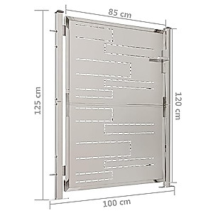 loibinfen Garden Fence Gate - Durable Stainless Steel,Outdoor Gate Garden Fence Post Gate Locks for Outdoor Fence Fencing for Yard Dog Fences, 39.4"x49.2" Stainless Steel -Model 2
