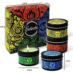 Eutectic Scented Colorful Tin Aromatherapy Candle Gift Set | Zodiac Sign Collection Candles Bulk | 3.5 Oz Natural Soy Wax with Jasmine, Sea Breeze, Ocean, and Forrest Fragrance Small Candles