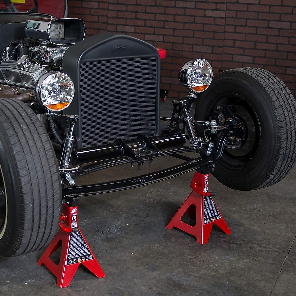 BIG RED AT46002R Torin Steel Jack Stands: 6 Ton (12,000 lb) Capacity, Red, 1 Pair