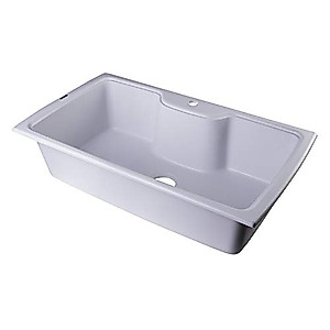 ALFI brand AB3520DI-W Drop-In Single Bowl Granite Composite Kitchen Sink, 35", White