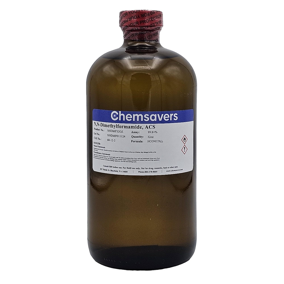 Dimethylformamide, ACS, 99.8+%, 1L (32oz)