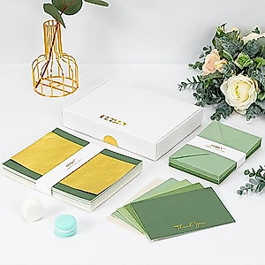 Crisky Shade of Sage Green Thank You Cards (50 Pack) with Craft Envelopes & Stickers Printable Greeting Cards Bulk for Birthday, Baby Shower,Bridal Shower, Wedding, Graduation.