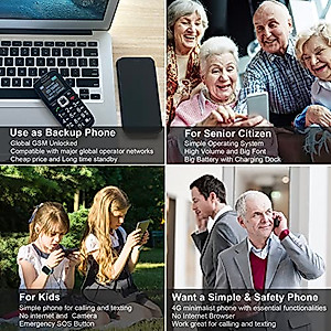 Easyfone Prime-A6 4G Unlocked Feature Cell Phone, Easy-to-Use Clear Sound Big Battery Basic GSM Mobile Phone with an Easy Charging Dock