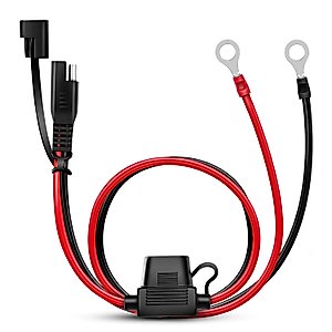 Nilight 2FT Ring Wire 2 Pin Lug Cable, Eyelet Terminal Harness Extension Charge Cord Quick Disconnect SAE Connection Lead for Motorcycle Car Tractor with 10A Fuse