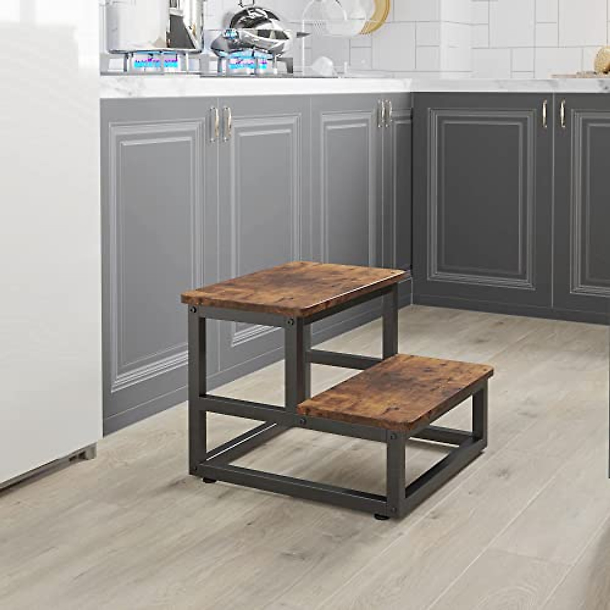 Step Stools for Adults, Bed Steps for High Beds,Kitchen Step Stool,Heavy Duty 2 Step Stool,Wide Wooden Step Stools for Kids, Step Stool for RV