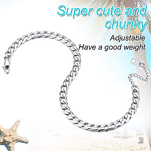 Anklets for Women Stainless Steel Barefoot Jewelry Ankle Bracelets Cuban Link Ankle Chain Mens Chain Anklet