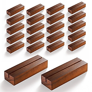 TIDITA Acacia Wood Place Card Holder 4.7x1.6x1 (20 pcs) - Wooden Acrylic Sign Holders - Table Picture Display Stands, Perfect for Table Number, Shop Cafe Home Decoration Wedding Party Events (Pack 20)
