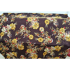 100cm*148cm Flowers Print Satin Cloth Soft Polyester Charmeuse Lining Scarf Pajamas Fabric Hairband Headwear Material (Color 9)