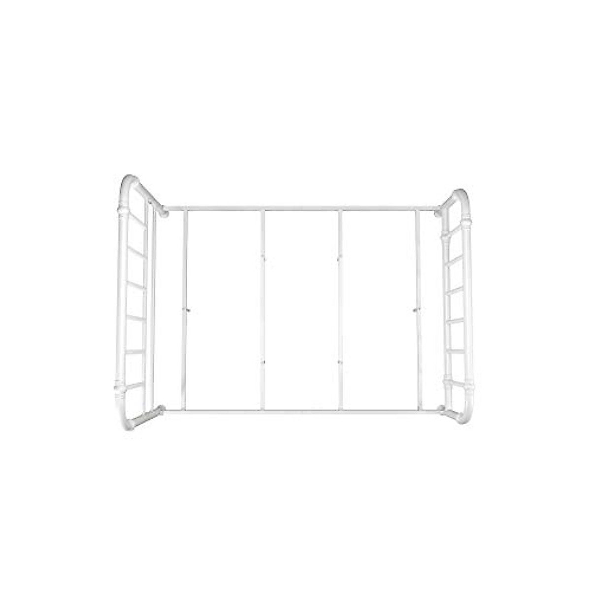 DHP Jenny Lind Kids Metal Bed Frame with Country Chic Headboard and Footboard, Underbed Storage Space for Toys, Twin, White