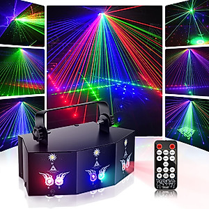 U`King Party Lights 9 Lens DJ Disco Ball RGB LED Stage Lighting with Sound Activated and Remote Control Laser Lights for Parties Birthday Wedding Karaoke Bar Stage Live Show