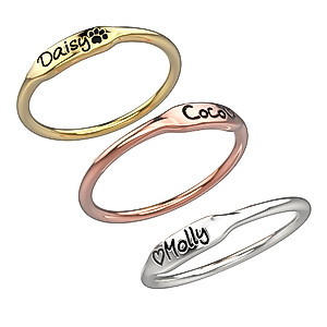 SHAREMORE Personalized Initial Rings for Women, Engraved Customized Rings With Names Ring Family Rings Stackable Bar Initials Double Couples 925 Sterling Silver Ring for Her.
