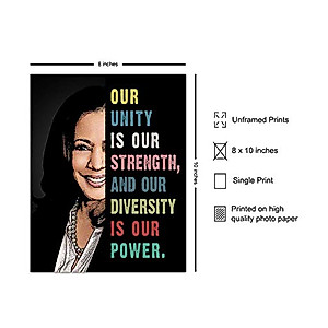 Kamala Harris Madam Vice President Inspirational Quotes Wall Art for African American Women, Girls - Political Gifts - Patriotic Decor - Feminism Feminist Gifts - 8x10 African American Wall Art