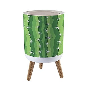 Trash Can with Lid cactus pattern texture mexican saguaro tile plant seamless close up Garbage Can Round Waste Bin Press Cover Dog Proof Wastebasket for Kitchen Bathroom Living Room Nursery 1.8gal